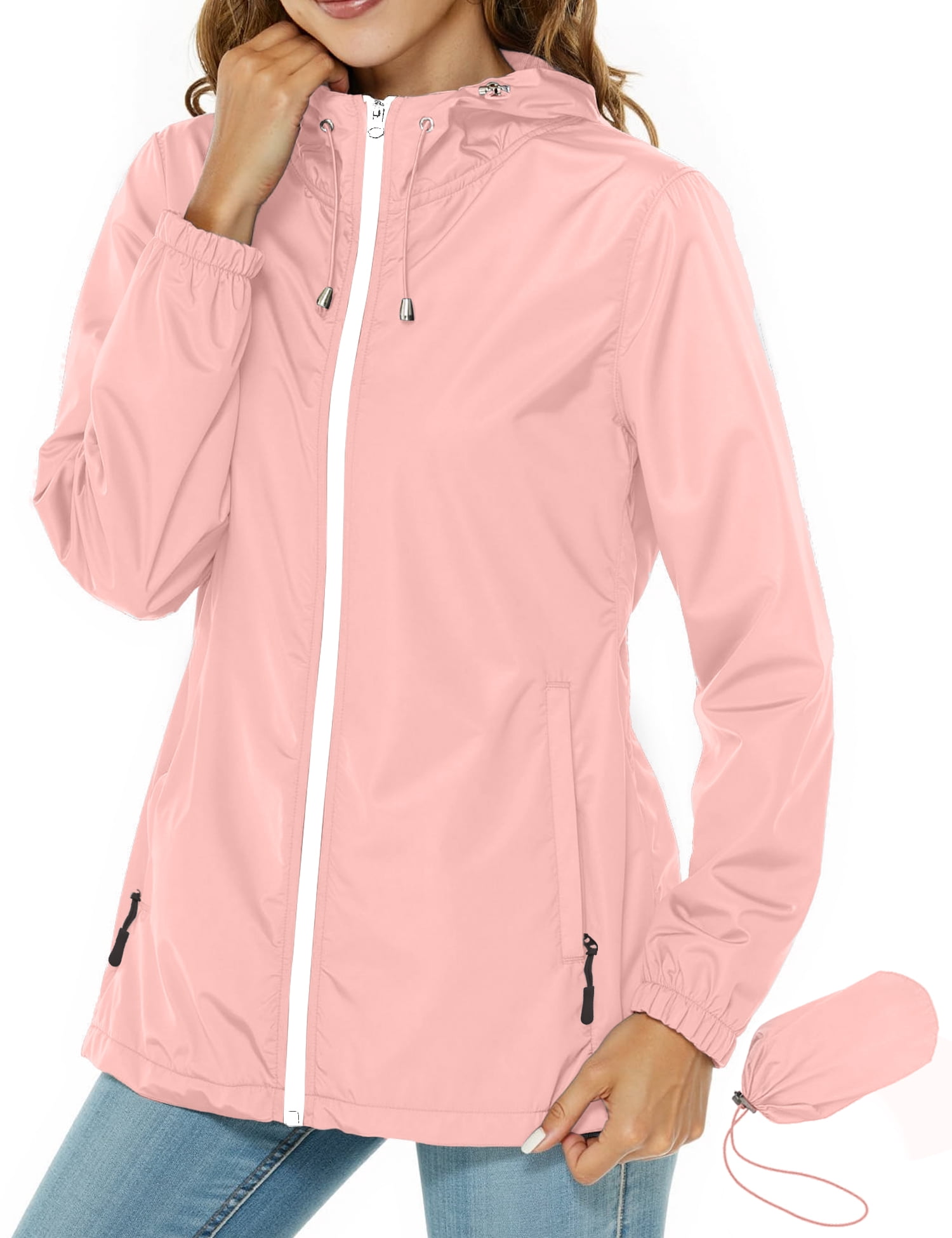 Rosvigor Women Lightweight Jackets Hooded Windbreaker Women Portable ...