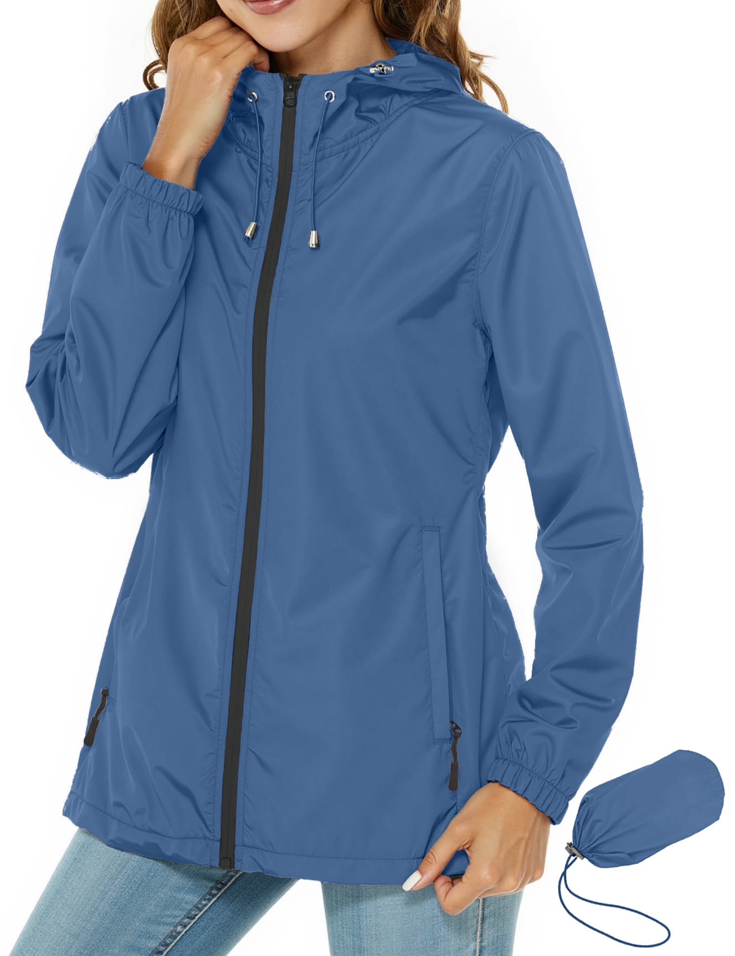 Rosvigor Women Lightweight Jackets Hooded Windbreaker Women Portable ...