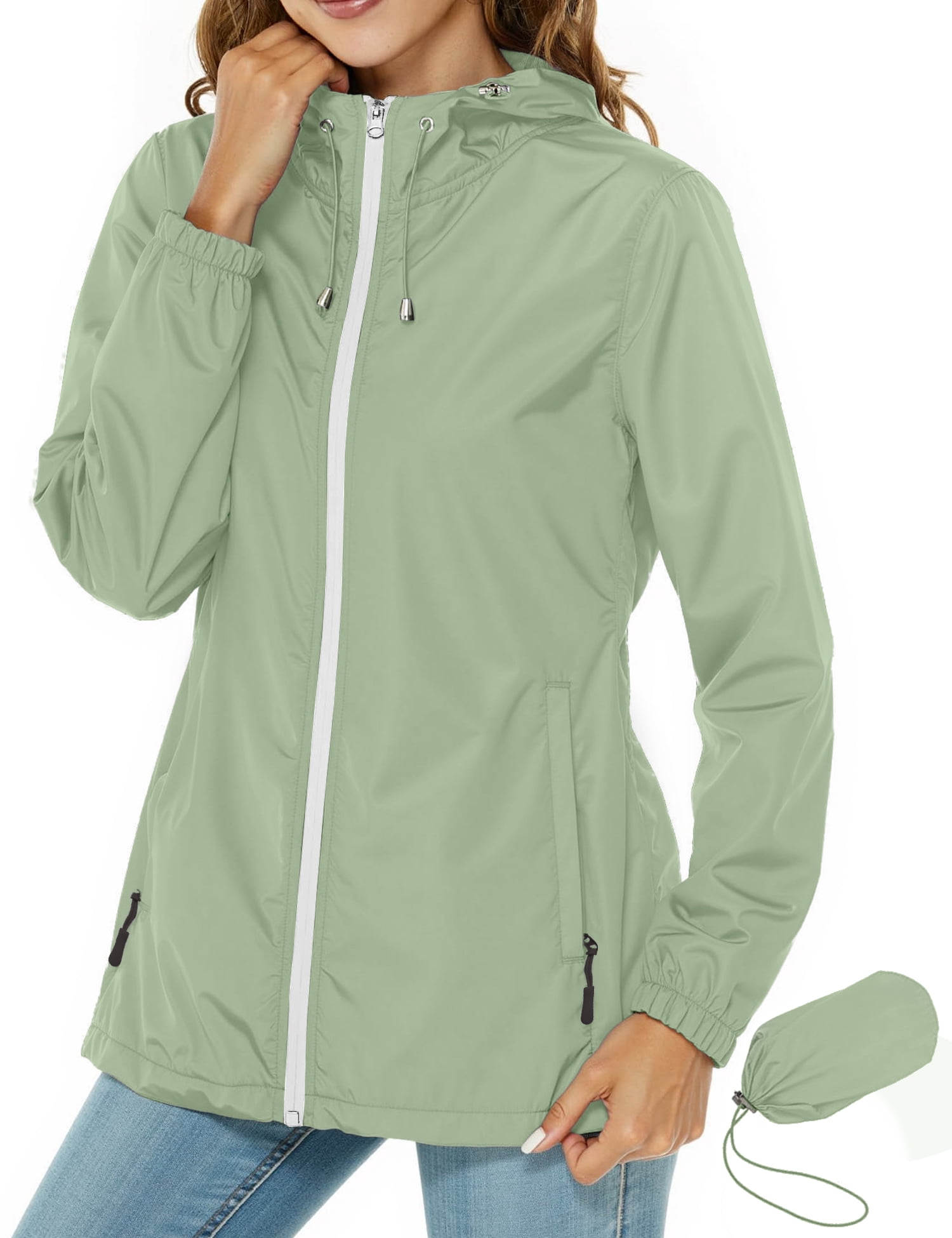 Rosvigor Women Lightweight Jackets Hooded Windbreaker Women Portable ...