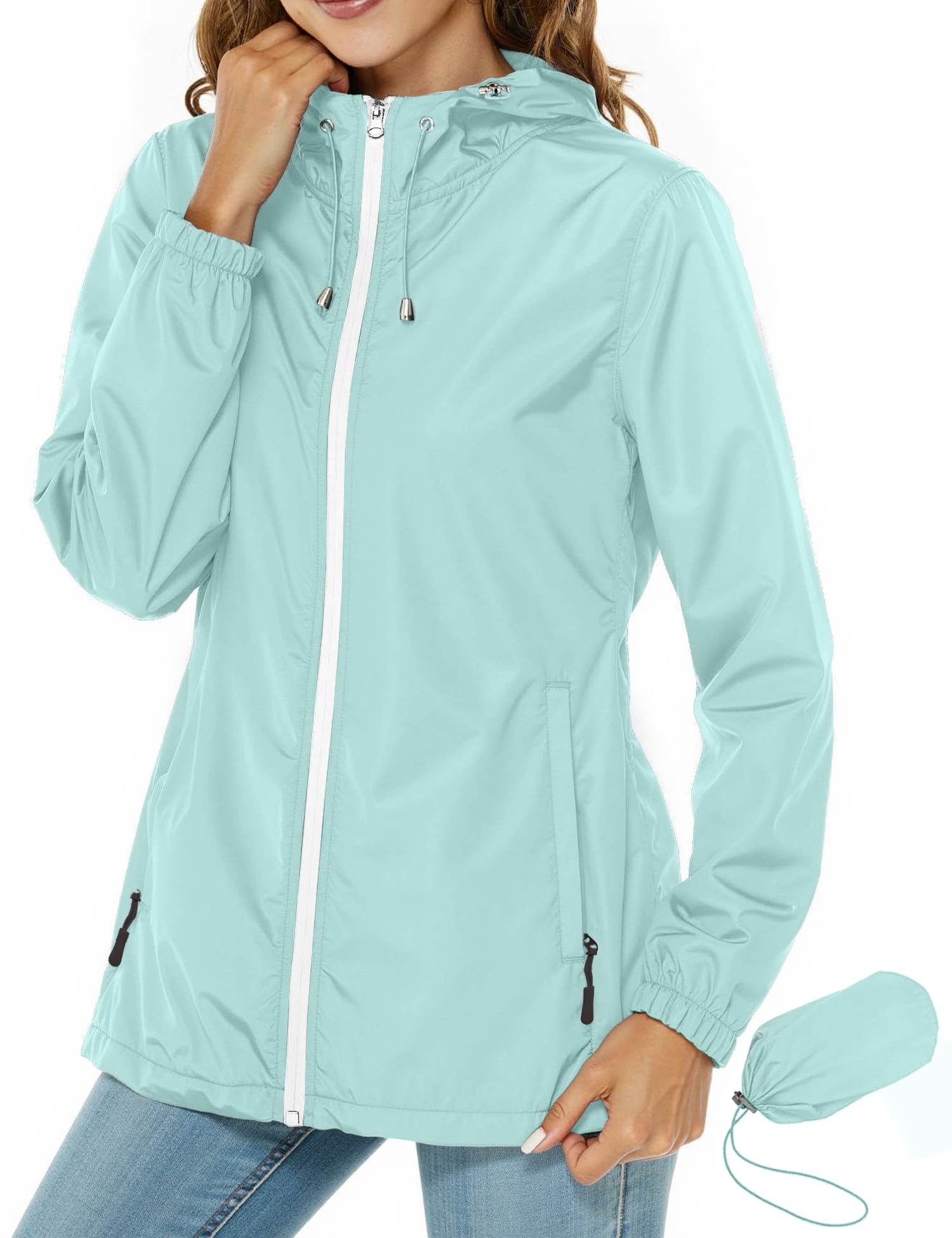 Rosvigor Women Lightweight Jackets Hooded Windbreaker Women Portable ...