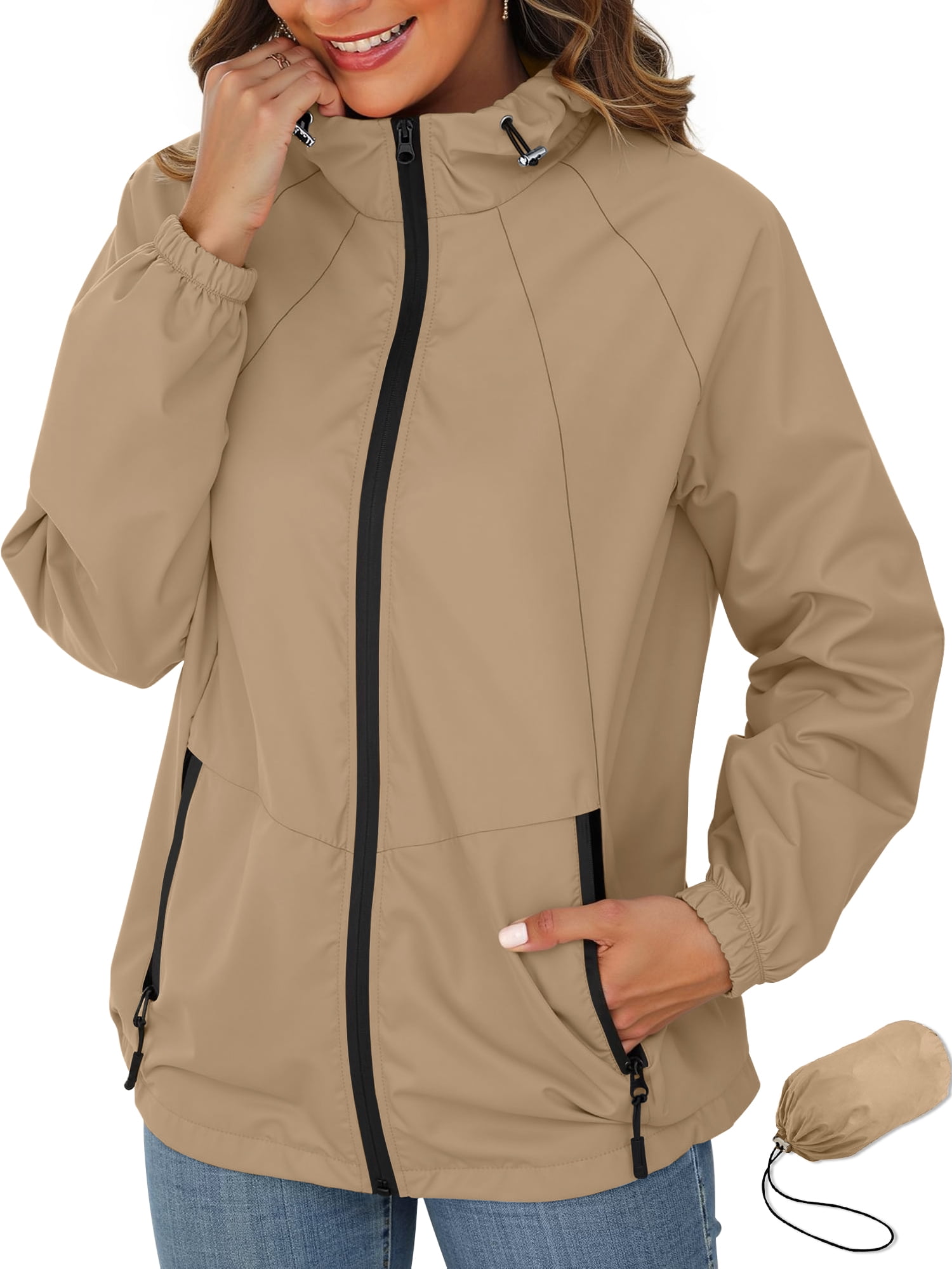 Rosvigor Women Lightweight Jackets Waterproof Hooded Raincoat Packable ...