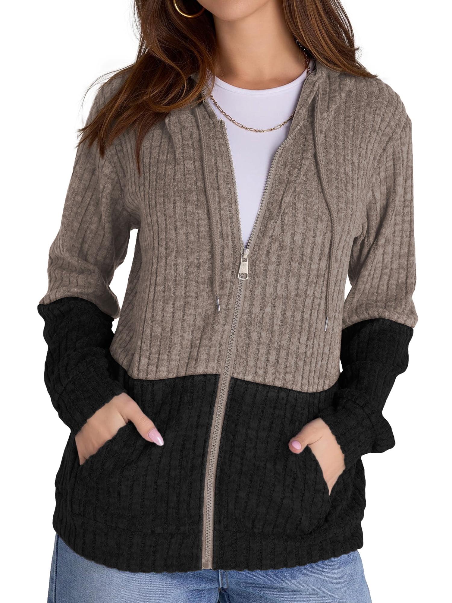 Rosvigor Womens Oversized Hoodies Lightweight Color Block Sweatshirts ...