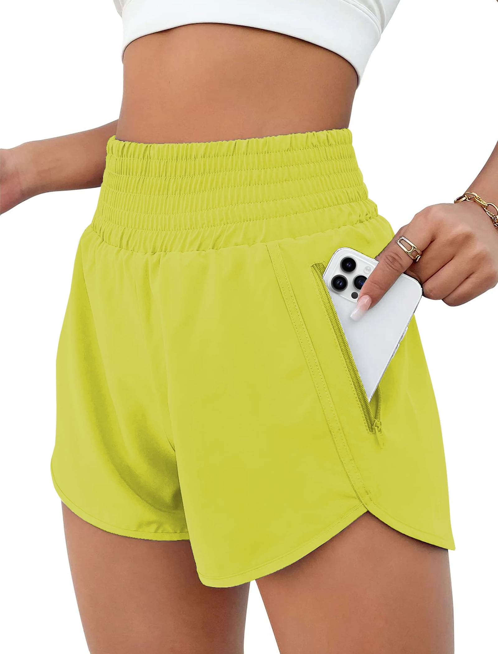 Rosvigor Womens High Waisted Athletic Shorts, Running, Gym Workout, Yoga, Loose Fit with Pockets ...