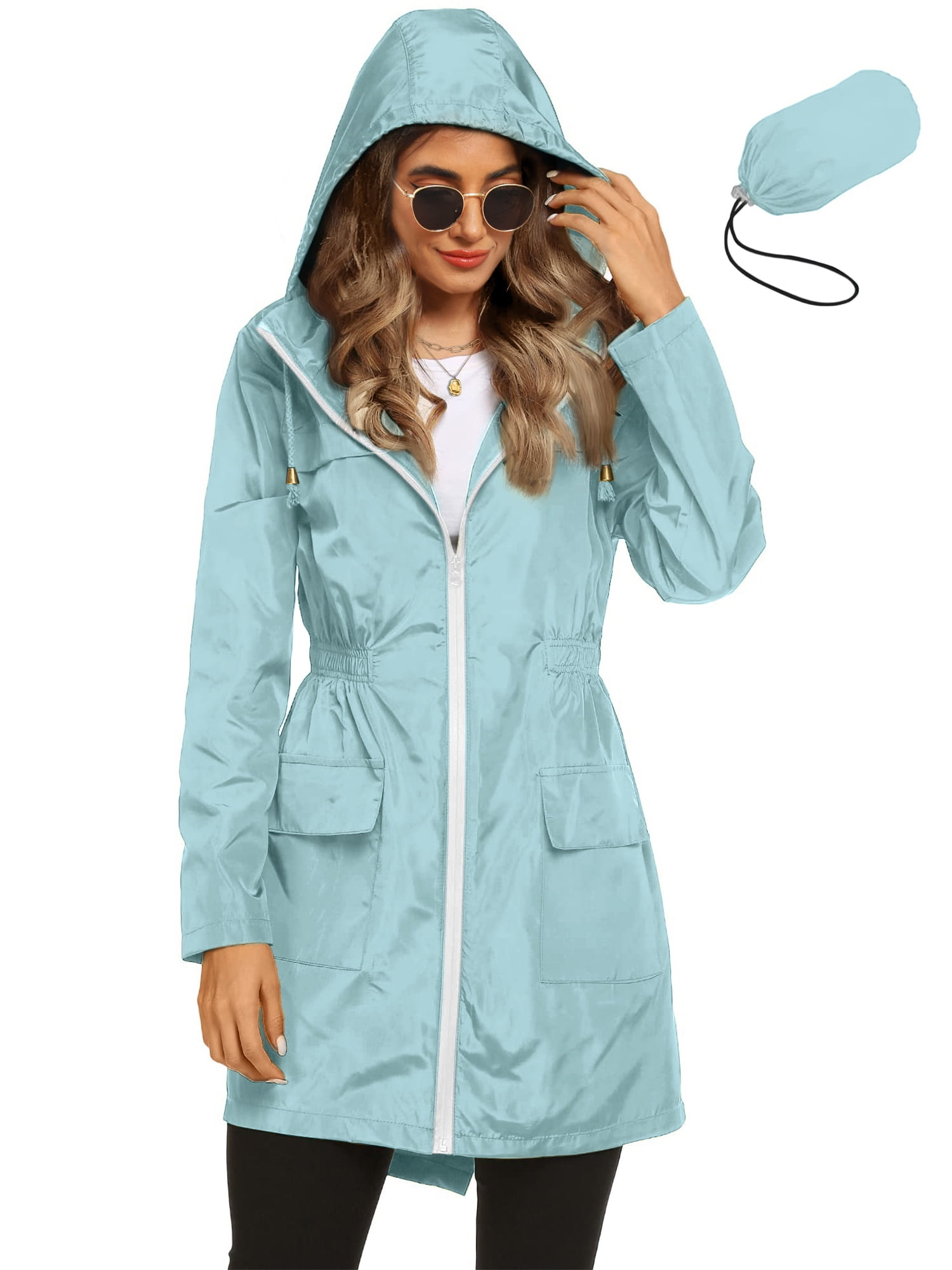 Rosvigor Womens Lightweight Waterproof Hooded Raincoat, Windbreaker ...