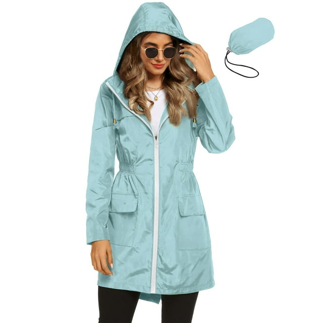Rosvigor Womens Raincoat Lightweight Waterproof Jackets Long ...