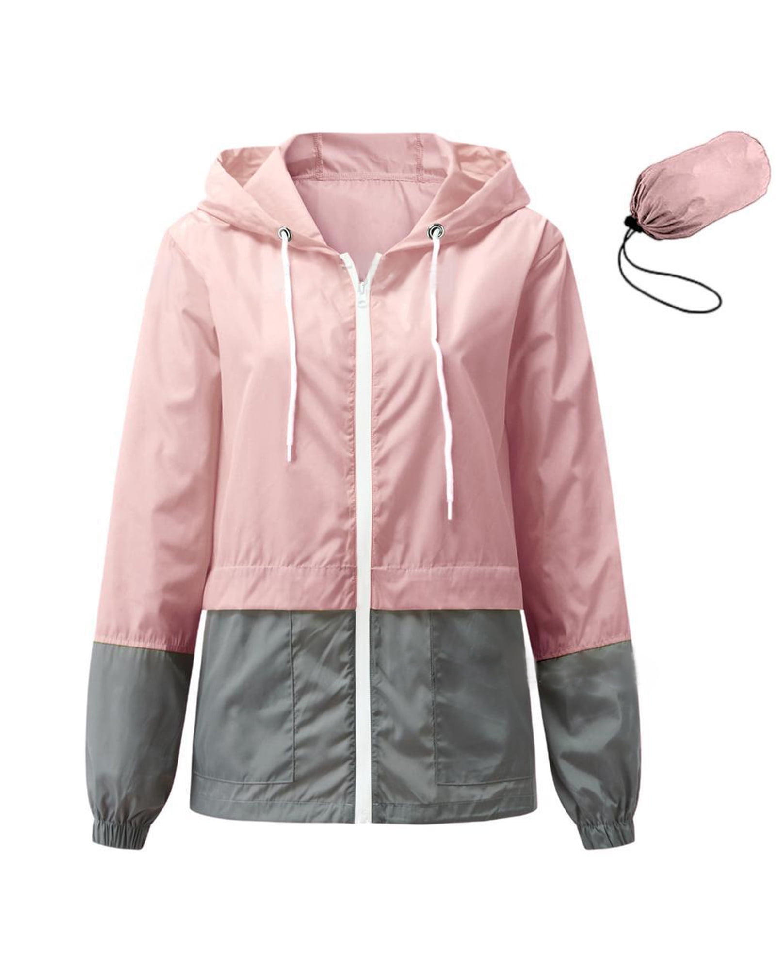 Rosvigor Womens Waterproof Raincoat Lightweight Color Block Jackets ...