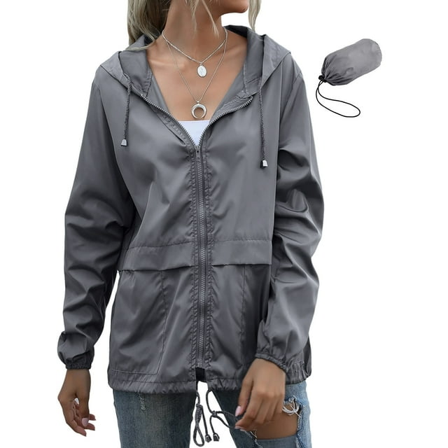 Rosvigor Womens Waterproof Raincoat Lightweight Rain Jackets Windproof ...