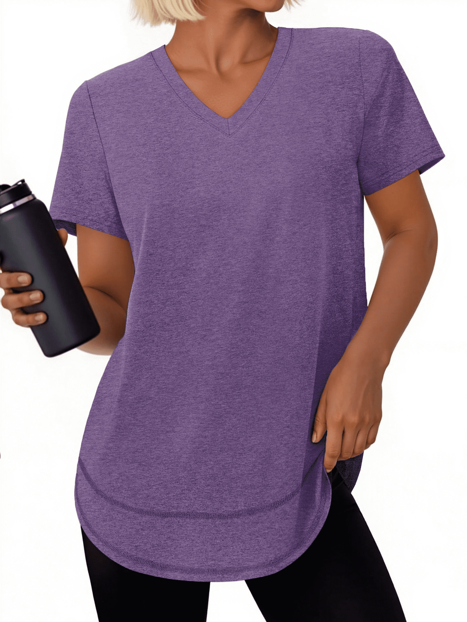 Rosvigor Womens Workout Tops V Neck T Shirts Comfy Athletic Shirts ...