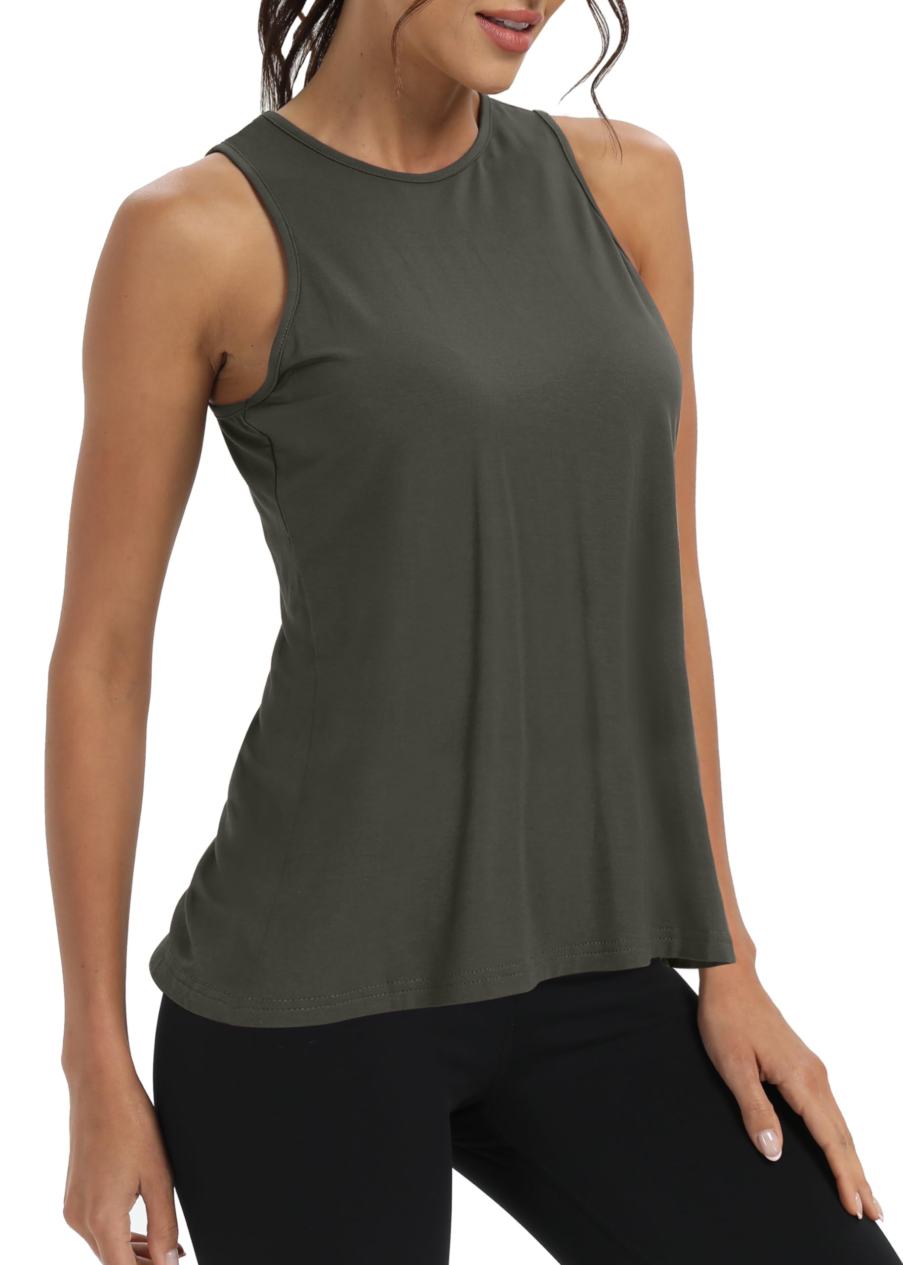 Rosvigor Workout Tops for Women Open Back Loose Fit Tank Tops Women ...