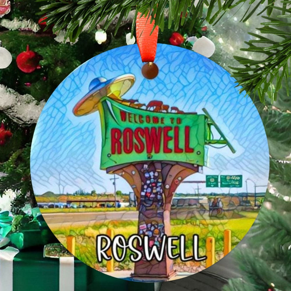 Roswell New Mexico Christmas Ornament, Ceramic/Acrylic - Roswell New ...