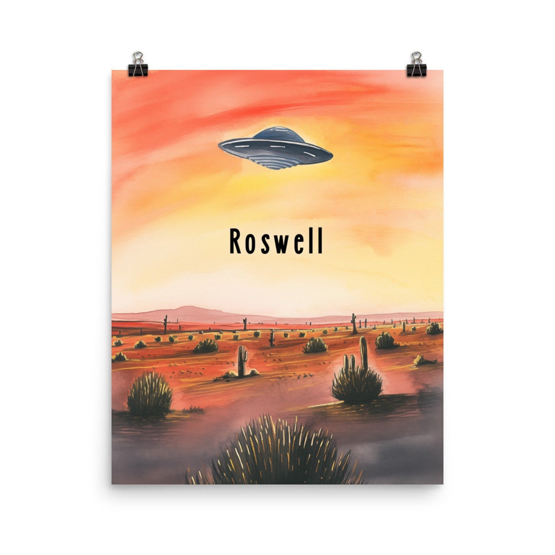 Roswell Print, New Mexico Ufo Desert Wall Art, Area 51 Alien Landscape ...