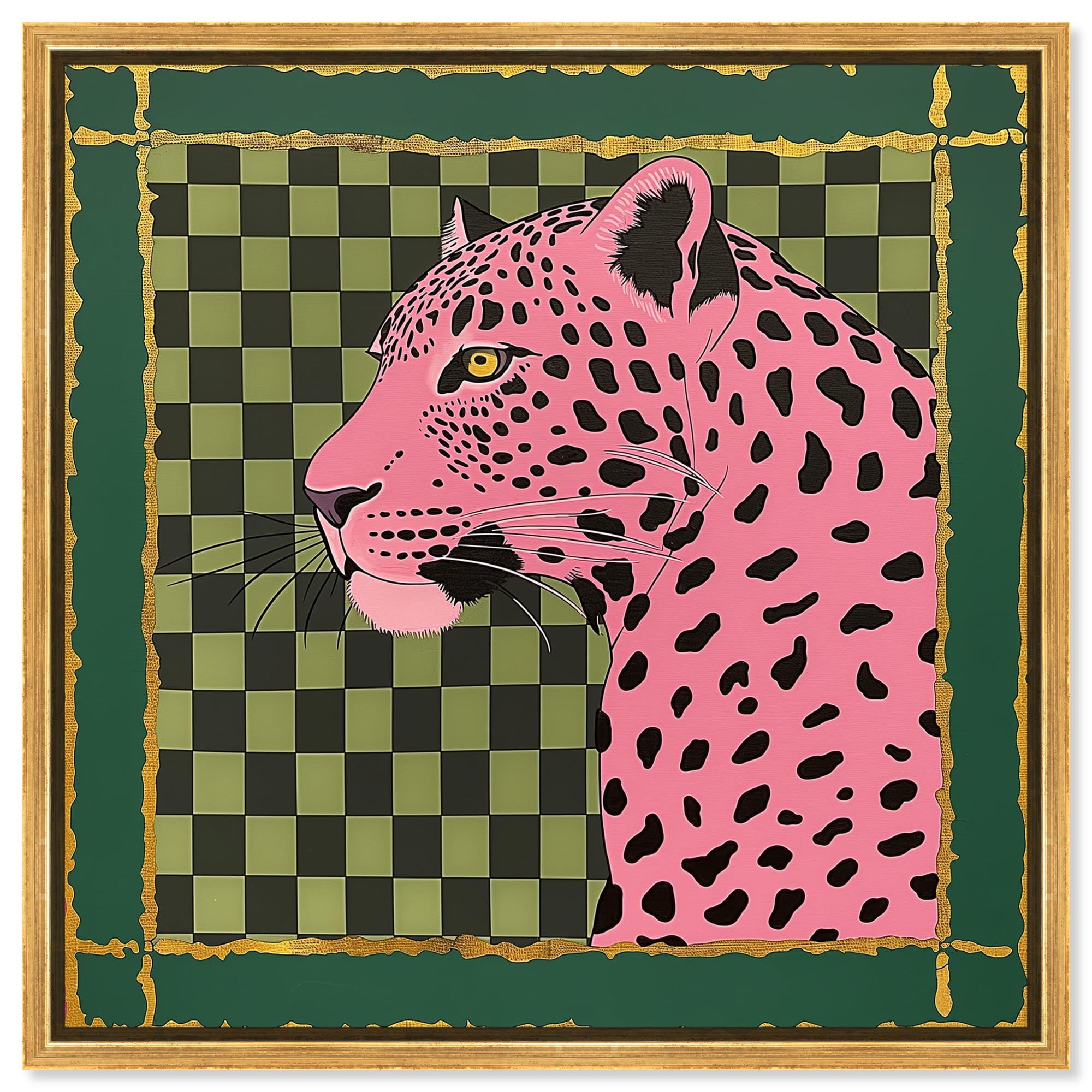 Rosy Roar Canvas Modern Trendy Art by Art Remedy, Gold Frame, 12" x 12 ...