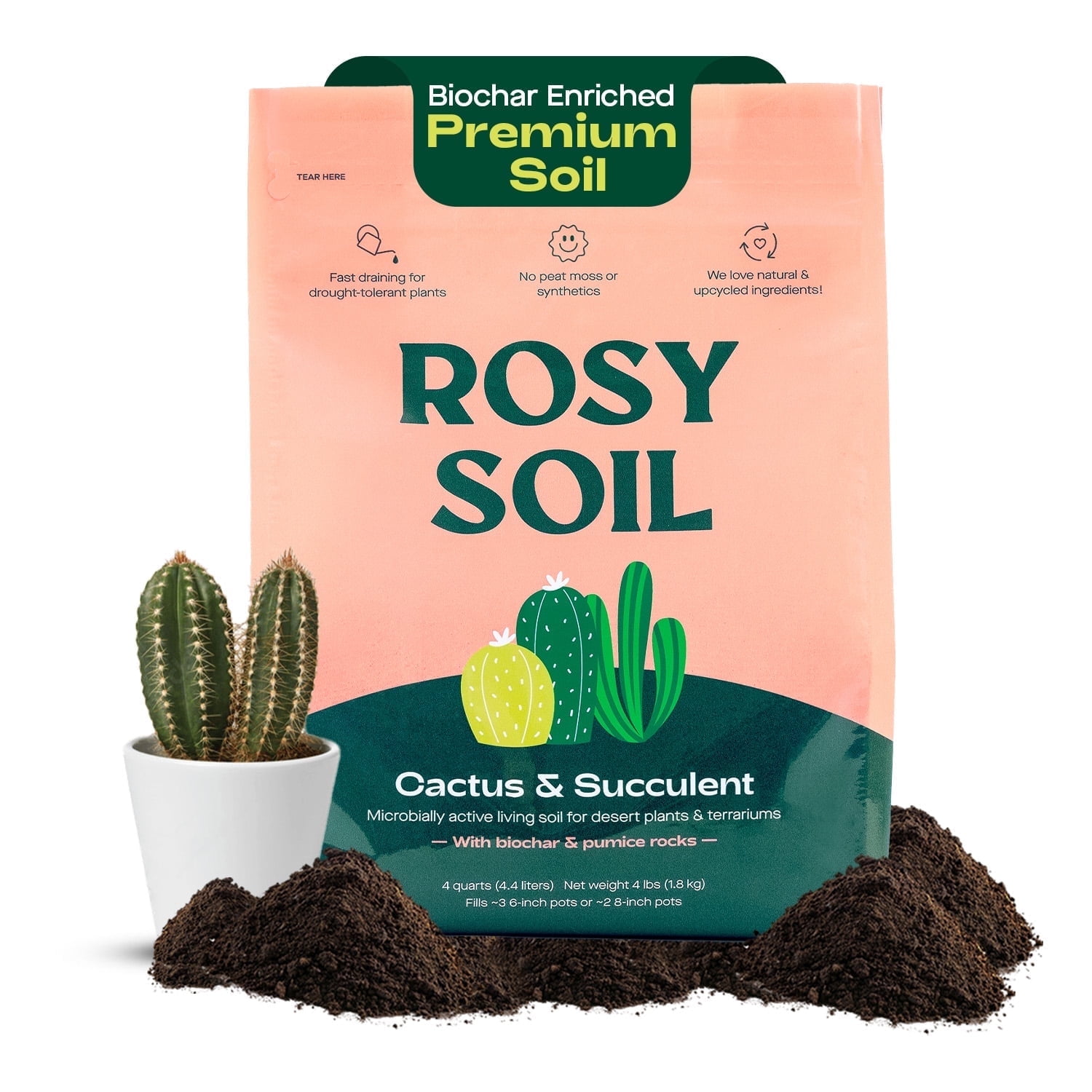 Rosy Soil Cactus & Succulent Soil Potting Mix for Cacti & Indoor Plants ...