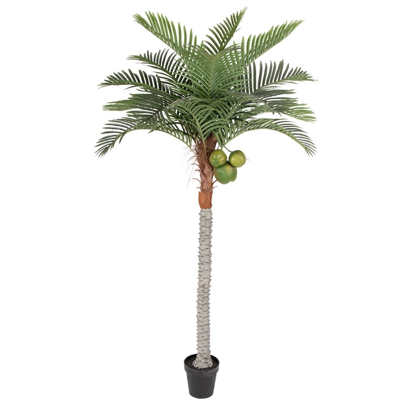 RosyHaven 8ft Lighted Artificial Coconut Tree with Solar Spotlight, 96 ...