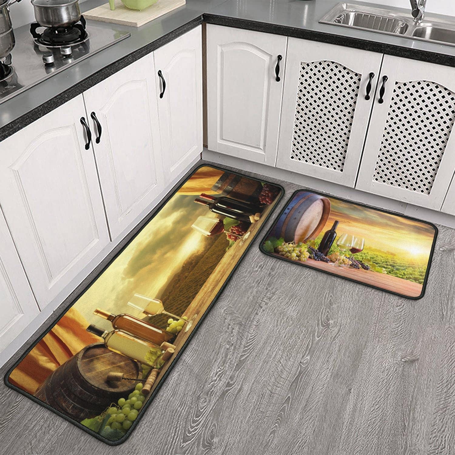 Roszwtit Wine Kitchen Rugs and Mats Set of 2, Farmhouse Red Wine Non ...