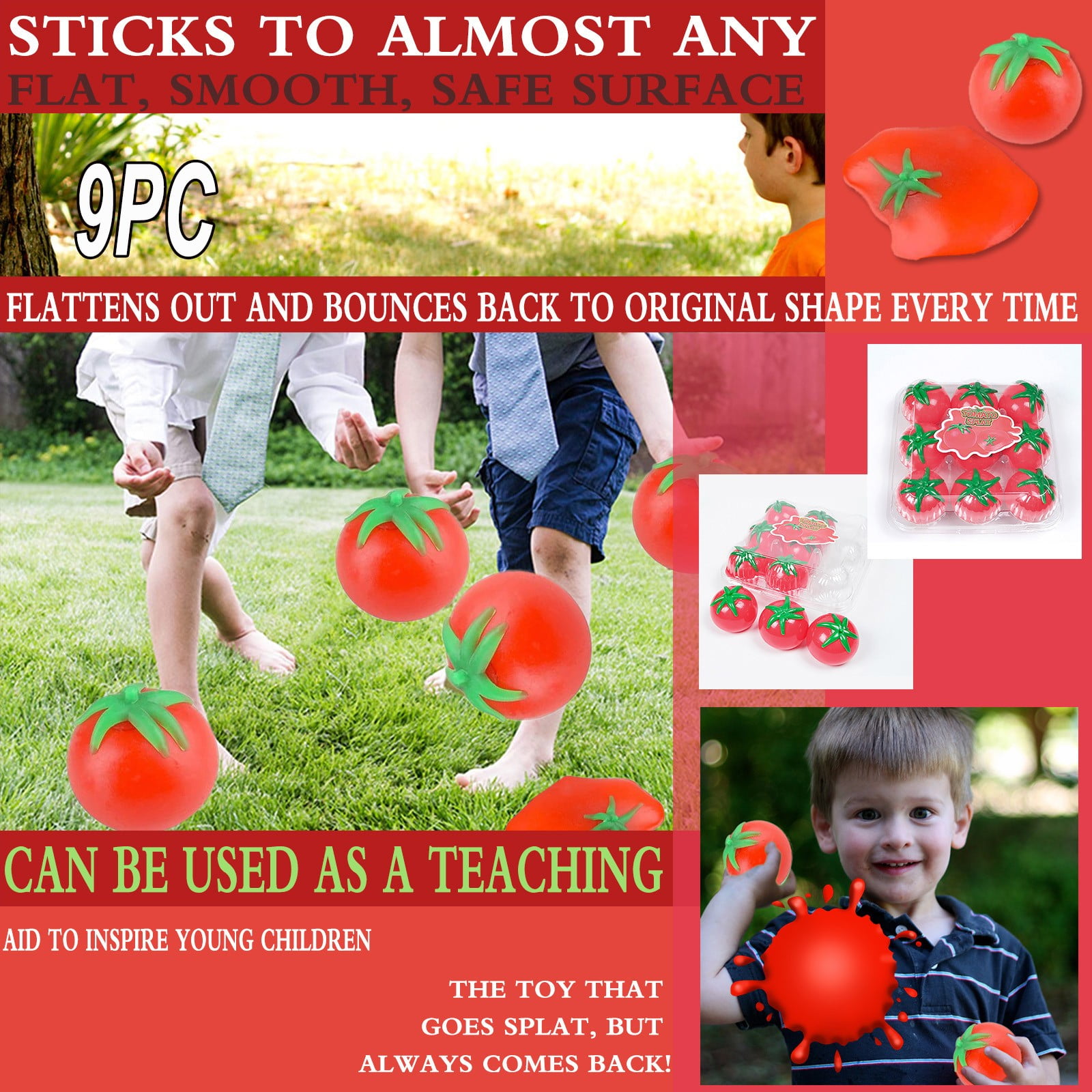 Rot 6 Cm 9PC Cartoon Cute Spun Slow Rising Stress Tomato Rubber Stress ...