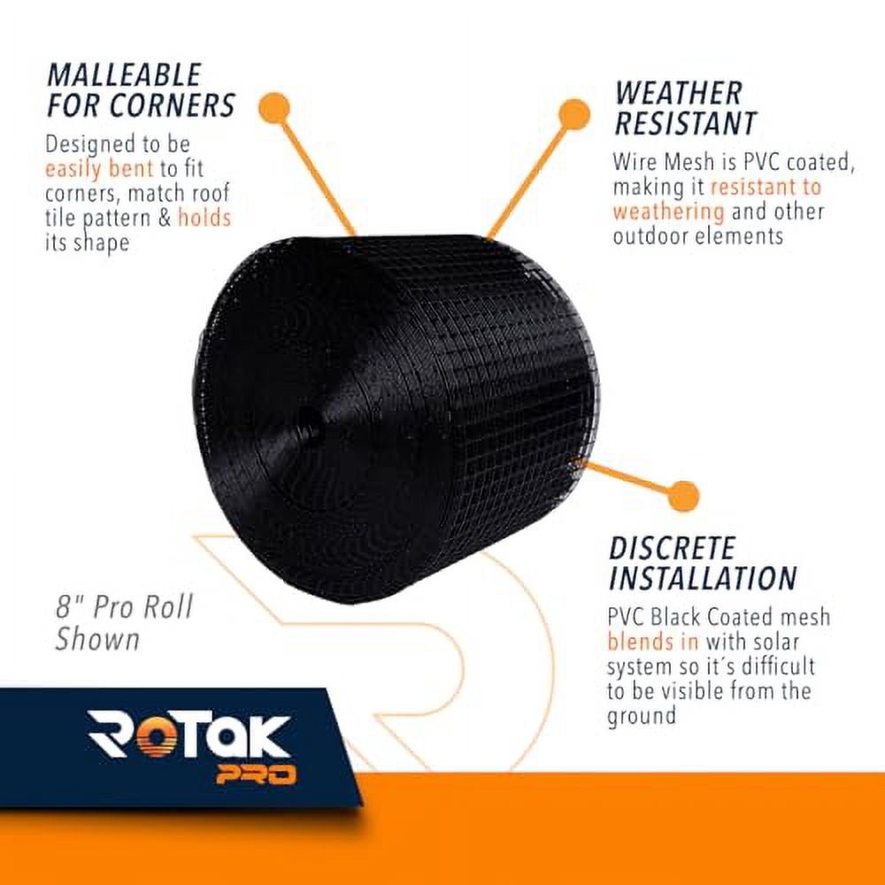 Rotak 8in X 100ft Solar Panel Bird Squirrel Critter Guard Roll Kit | 60 ...