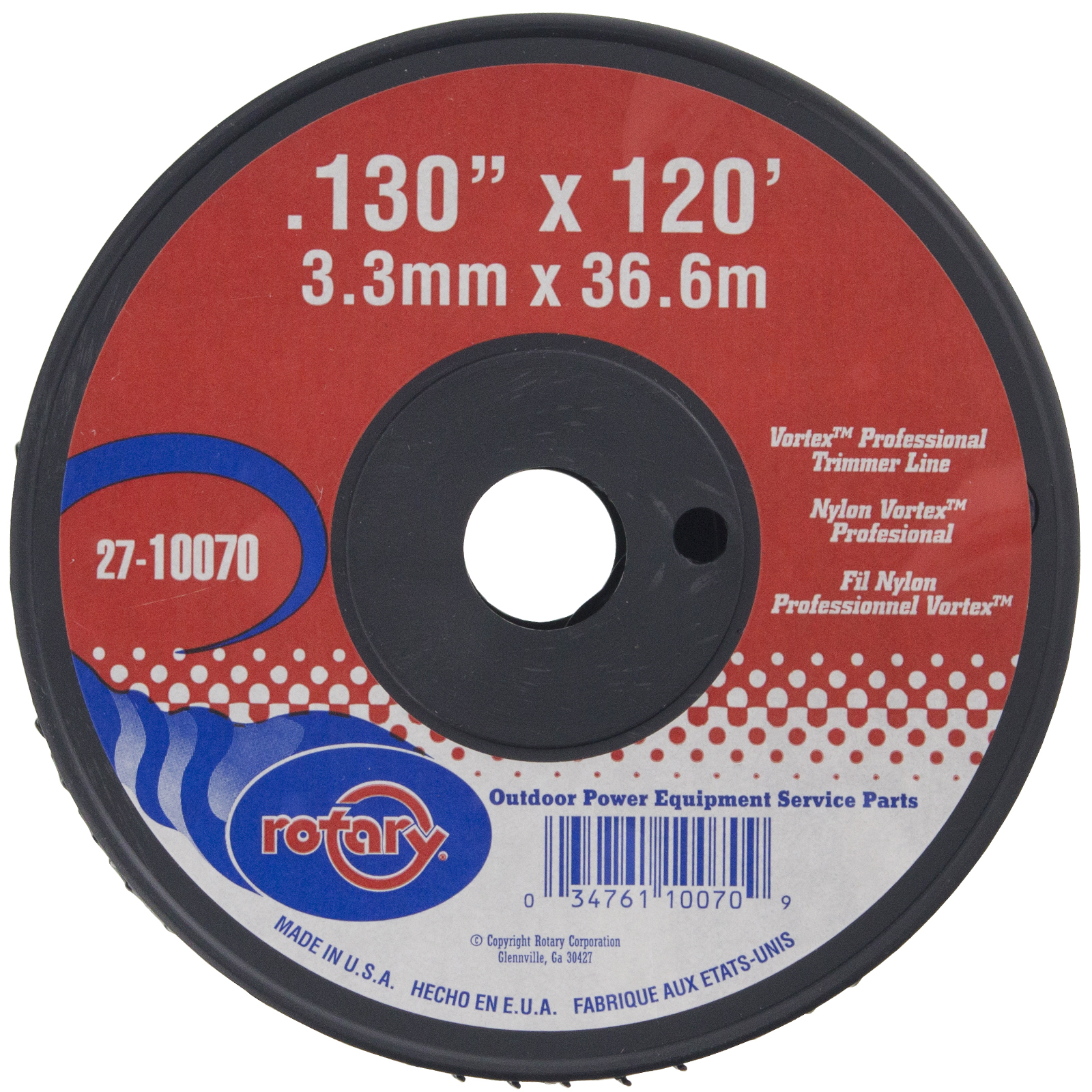 Rotary 10070 Vortex Trimmer Line .130 x 120' Sm Spool, Black - Walmart.com