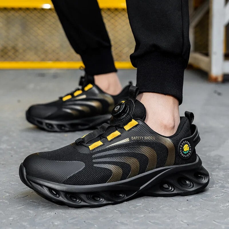 Rotary Buckle Men Safety Shoes Work Boots Safety Steel Toe Shoes Men ...