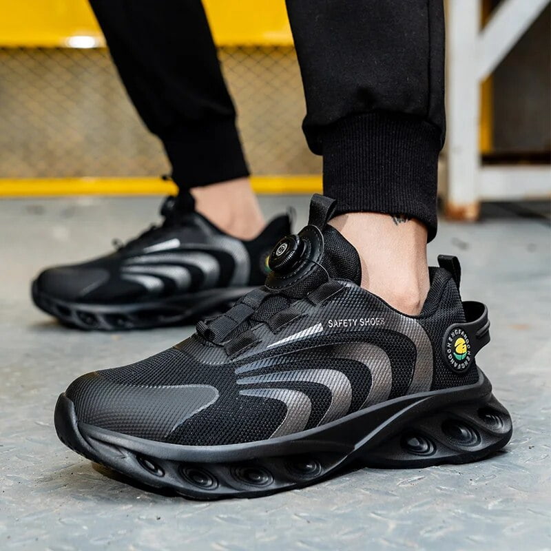 Rotary Buckle Men Safety Shoes Work Boots Safety Steel Toe Shoes Men ...