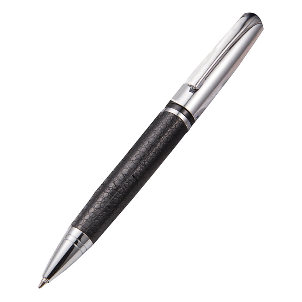 Rotary Business Pen 0.5mm Black Ink Leather Metal Ballpoint Pens ...