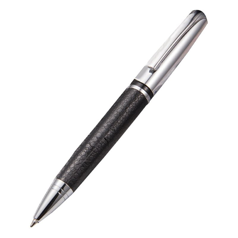 Rotary Business Pen 0.5mm Black Ink Leather Metal Ballpoint Pens ...
