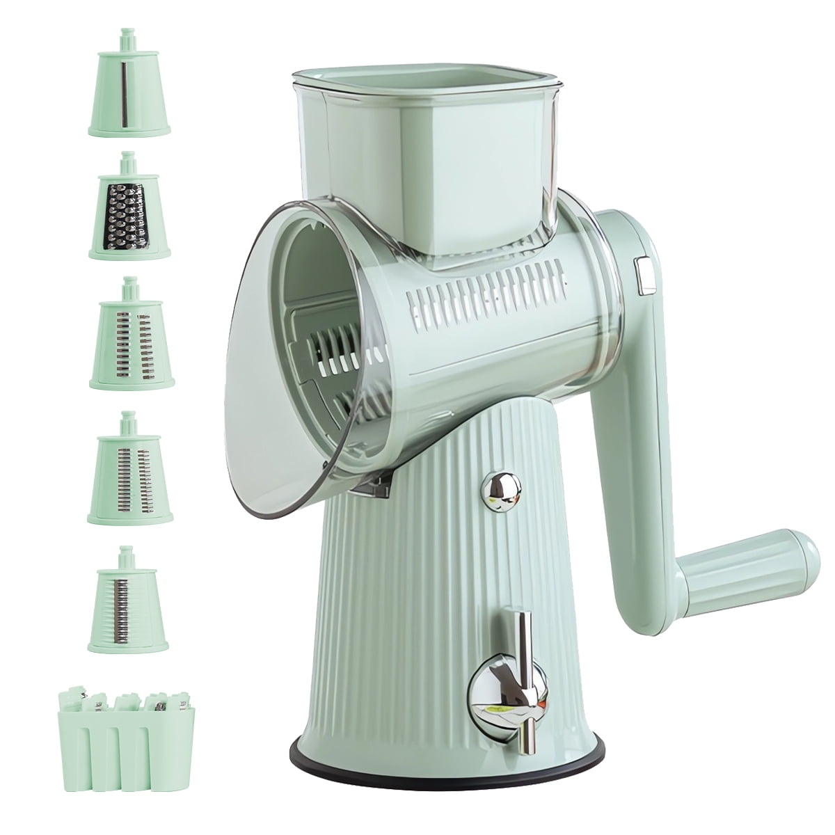 Rotary Cheese Grater, 5 in 1 Cheese Grater with Handle, Food Shredder ...