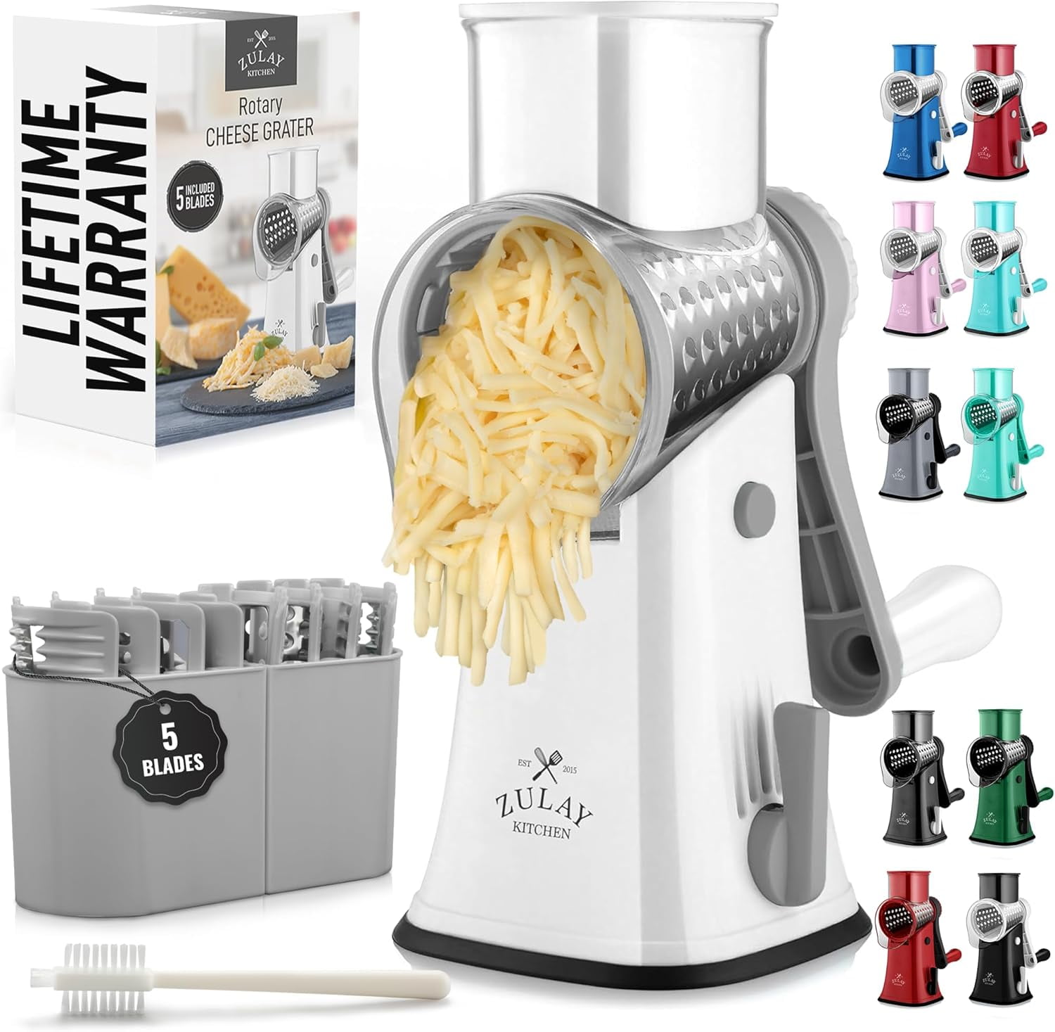 Rotary Cheese Grater 5 Blade Cheese Grater - Manual Hand Crank Cheese ...