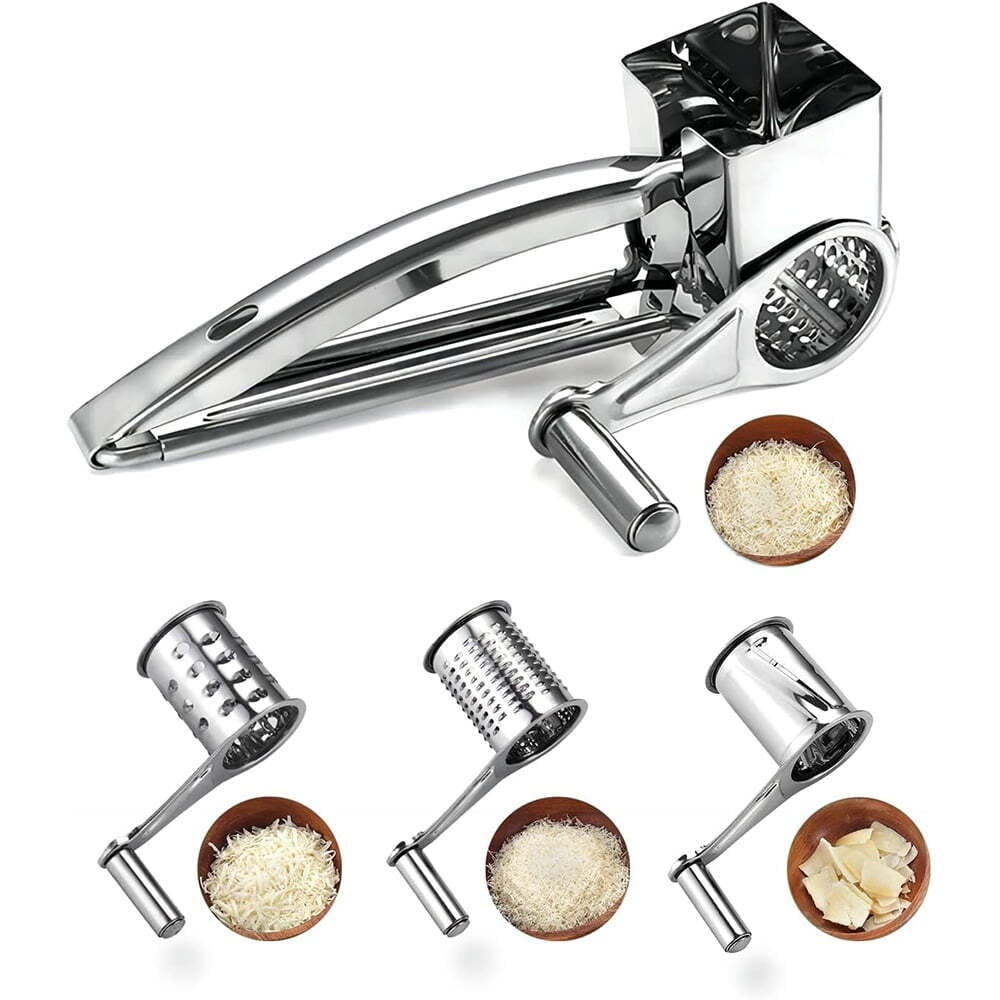 Rotary Cheese Grater, Cheese Grater Handheld with 4 Blades, Rotary ...