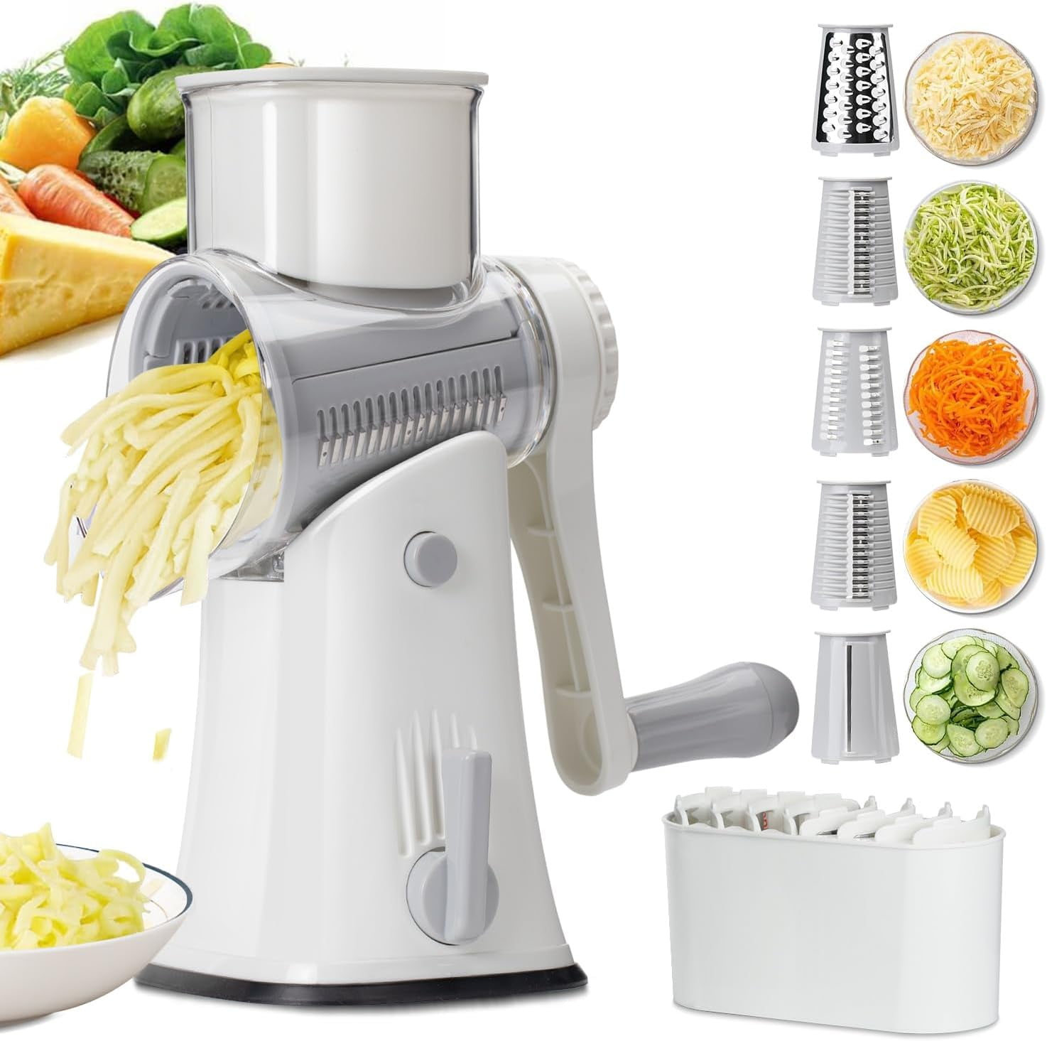 Rotary Cheese Grater Hand Crank,5 in2 Cheese Shredder,Cuts Cheese ...
