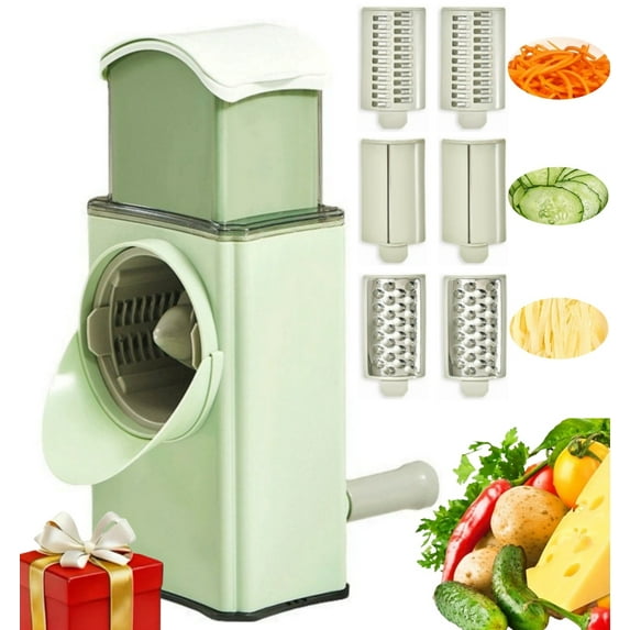 FANGNISN Rotary Cheese Grater, Hand Crank, 3 Interchangeable Blades ...
