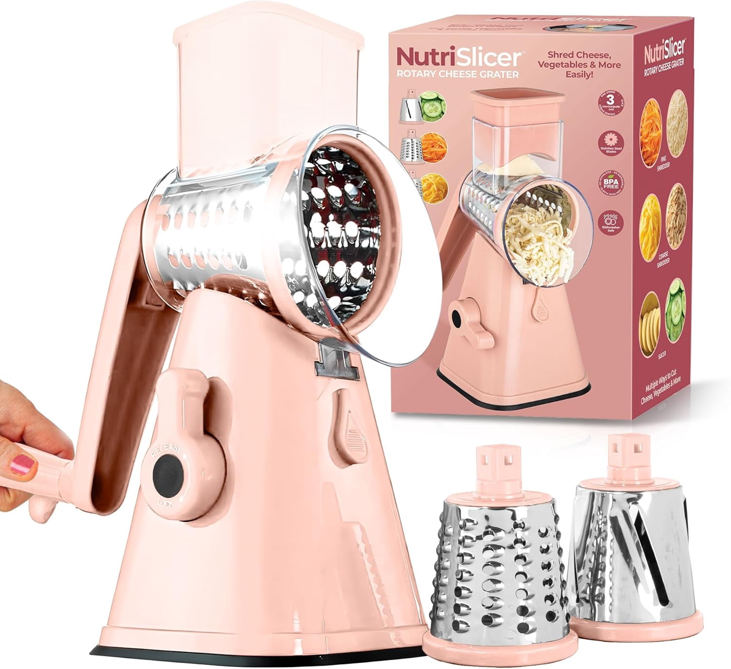 Rotary Cheese Grater Hand Crank, Stainless Steel Rotary Graters for ...