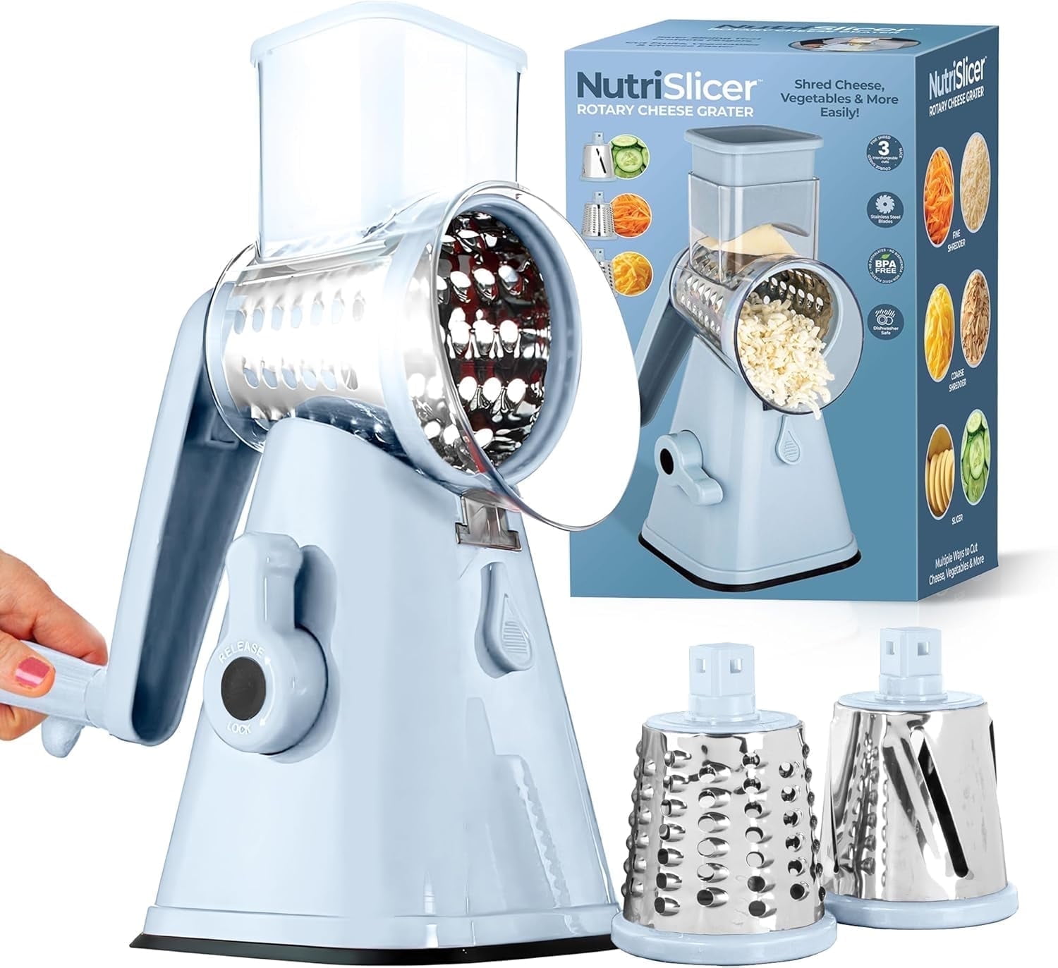 Rotary Cheese Grater Hand Crank, Stainless Steel Rotary Graters for ...