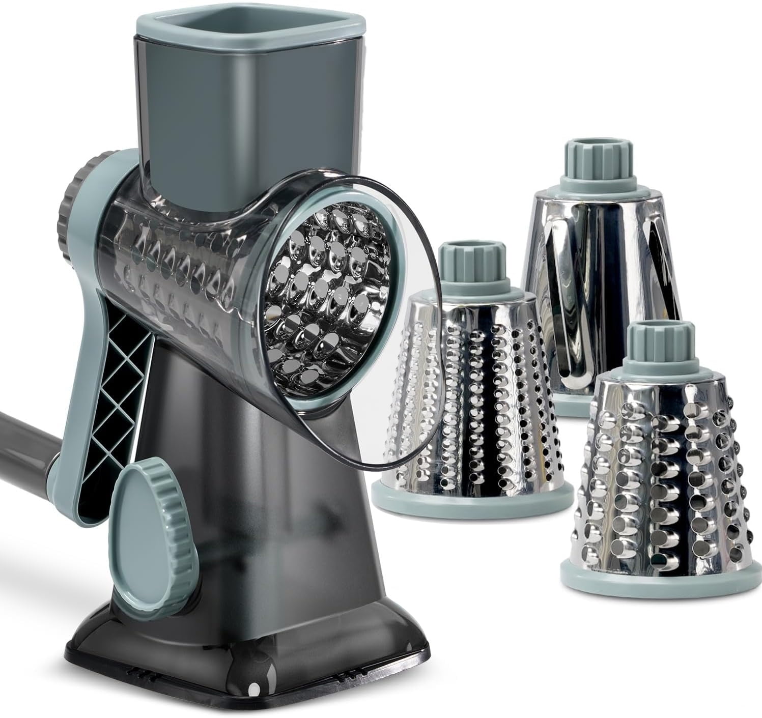 Rotary Cheese Grater with Handle, AOKIWO Vegetable Cheese Shredder ...
