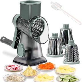 Anjinsoft Handheld Rotary Cheese Grater, Vegetable Slicer, Shredder, 5 ...