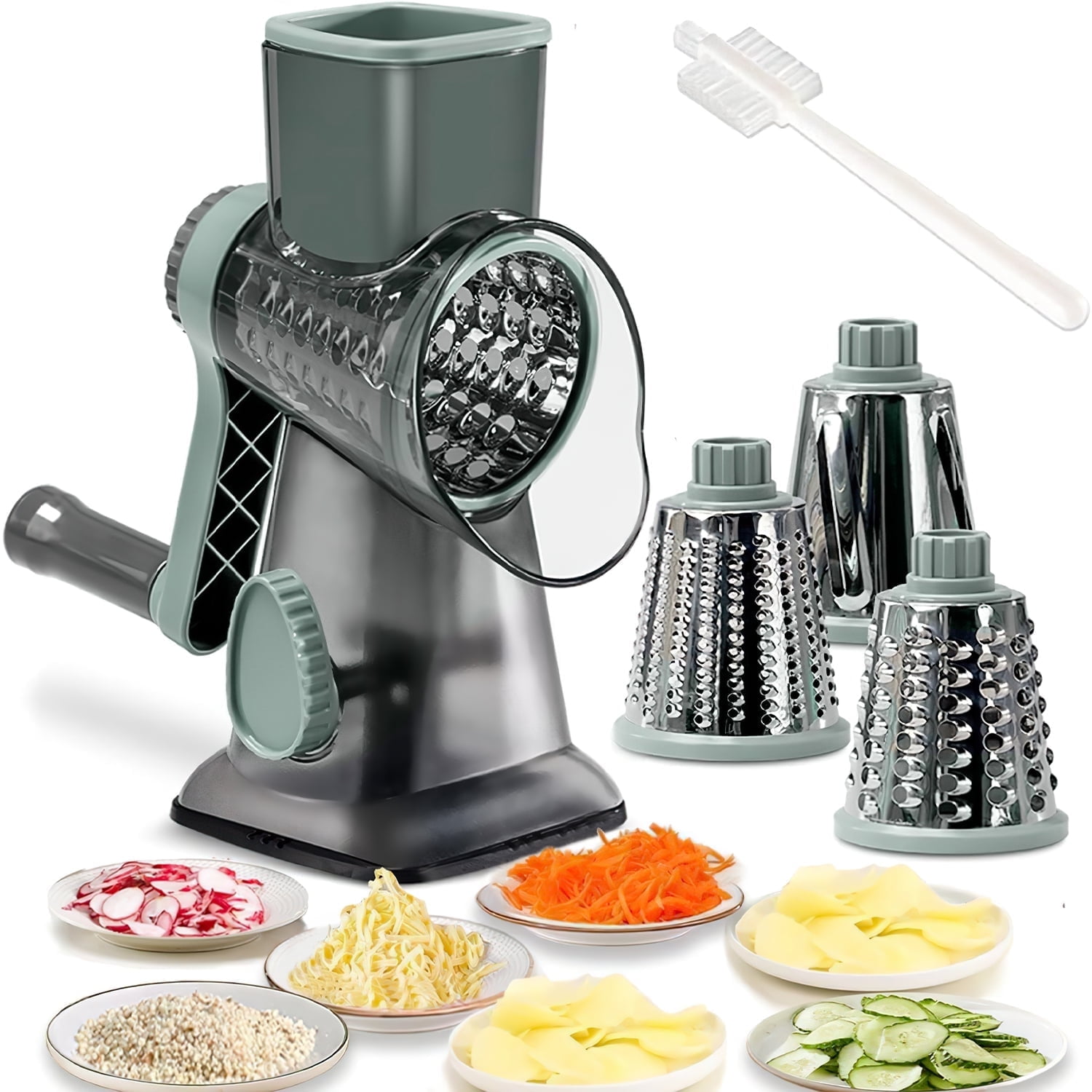 Rotary Cheese Grater With Handle, Cheese Grater Rotary Shredder With 3 ...