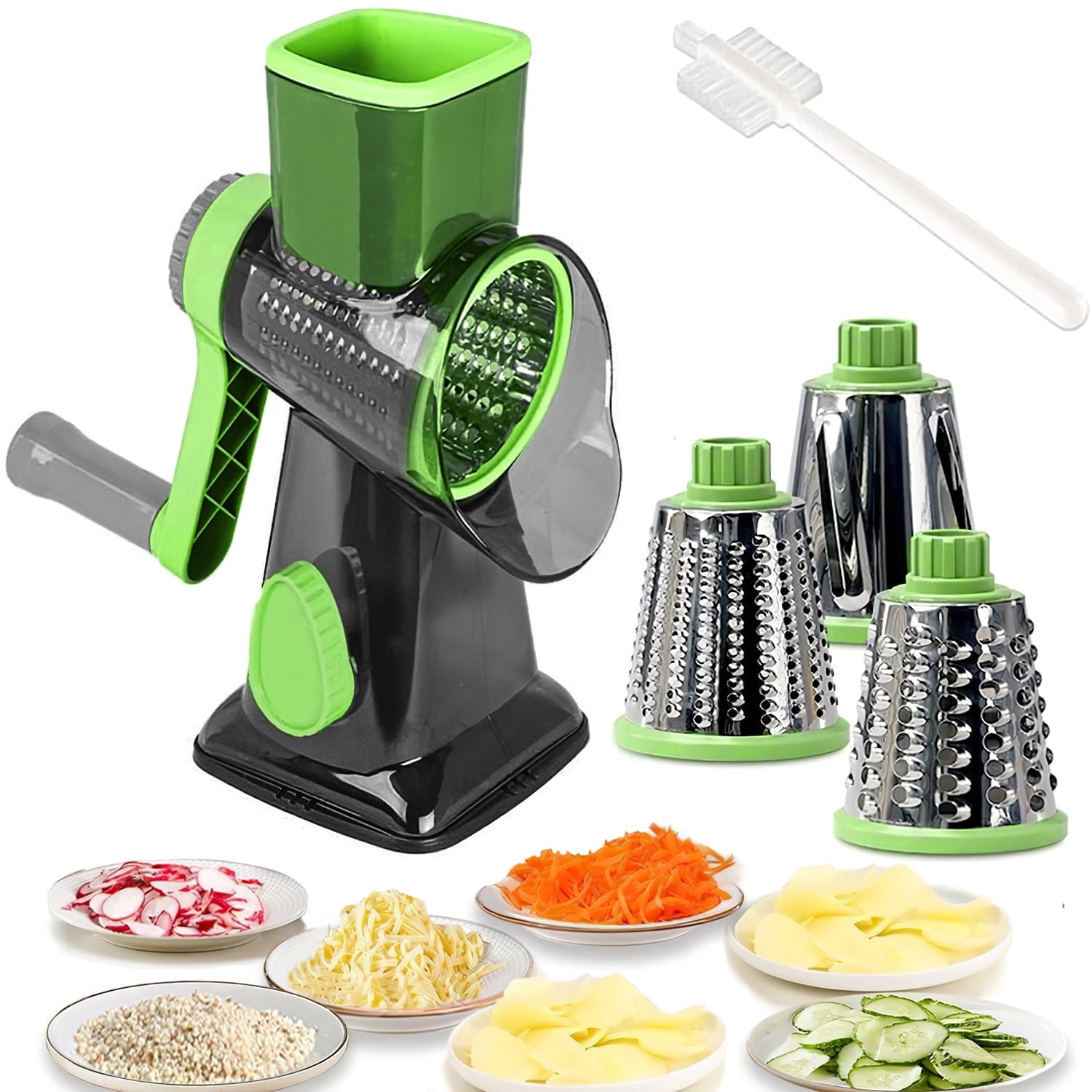 Rotary Cheese Grater With Handle, Cheese Grater Rotary Shredder With 3 ...