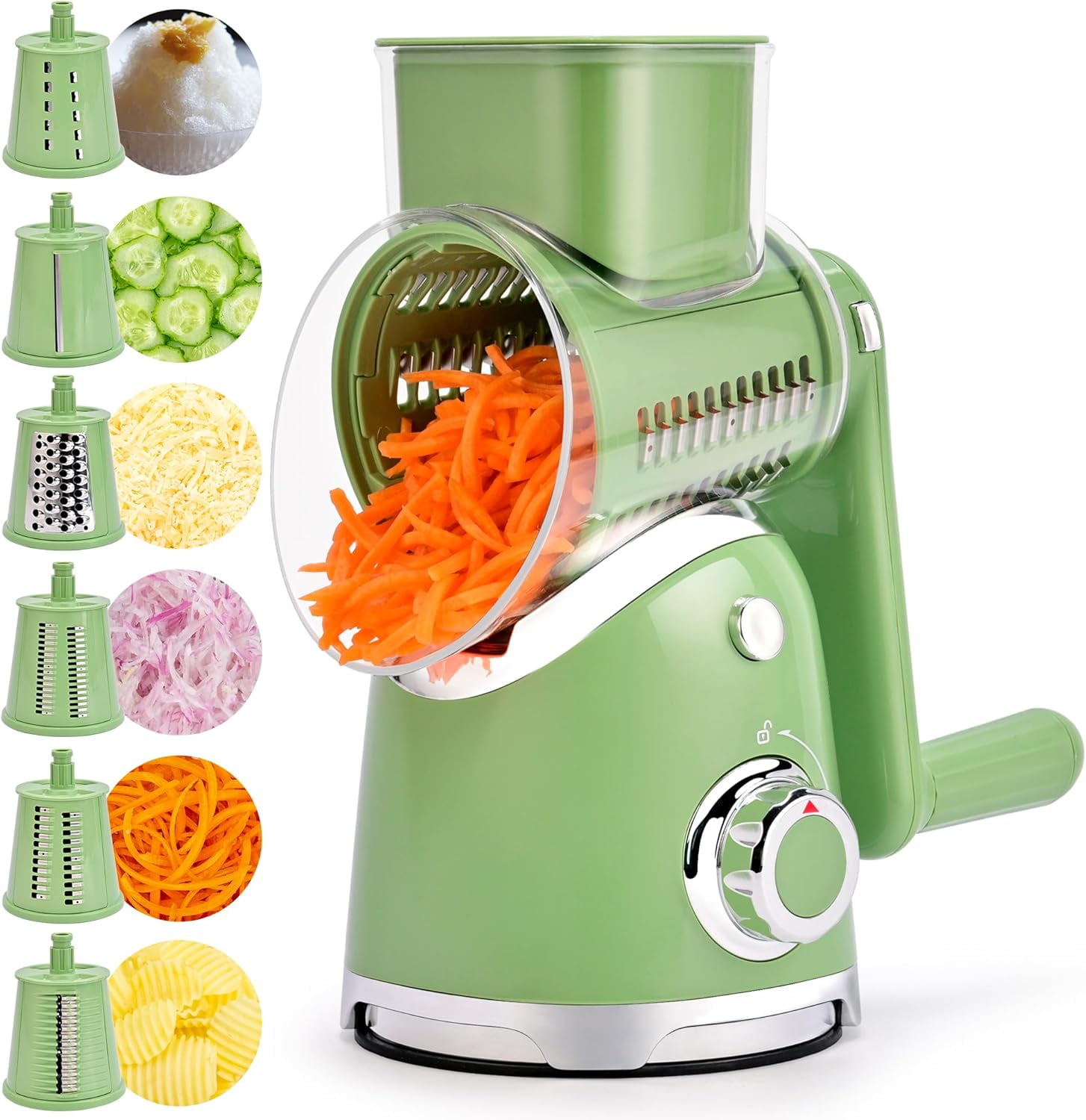 Rotary Cheese Grater with Handle,Vegetable Slicer with 6 ...