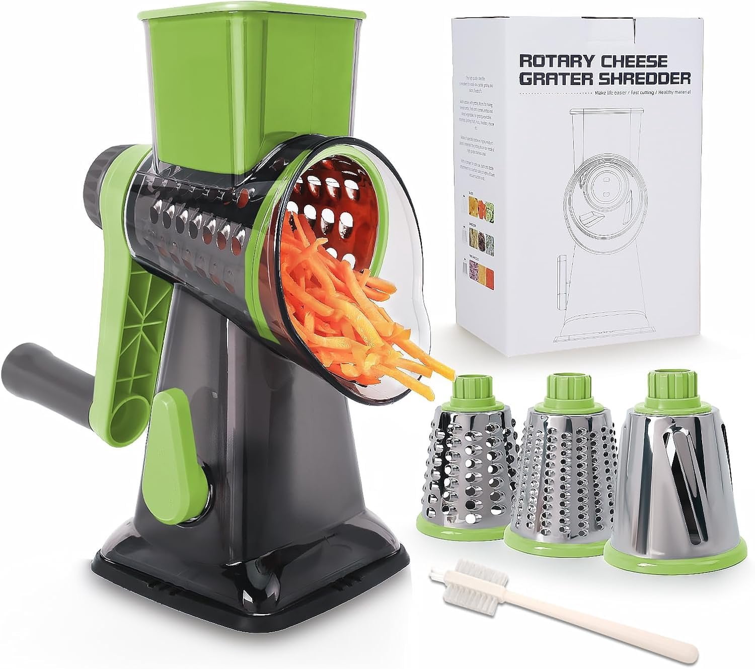Rotary Cheese Grater with Handle-Versatile Cheese Grater Non-Slip ...