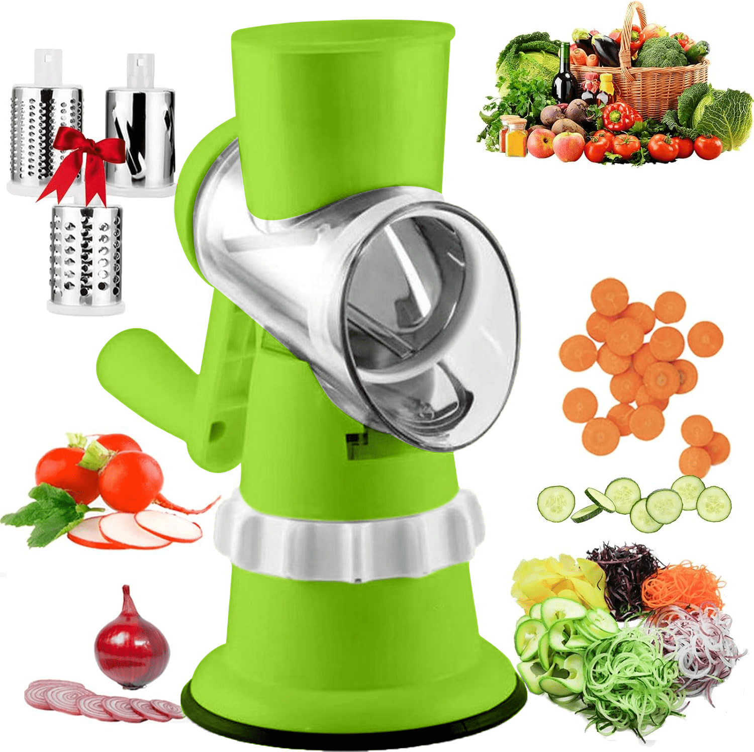 Rotary Cheese Grater, Kitchen Mandoline Vegetable Slicer with 3 ...