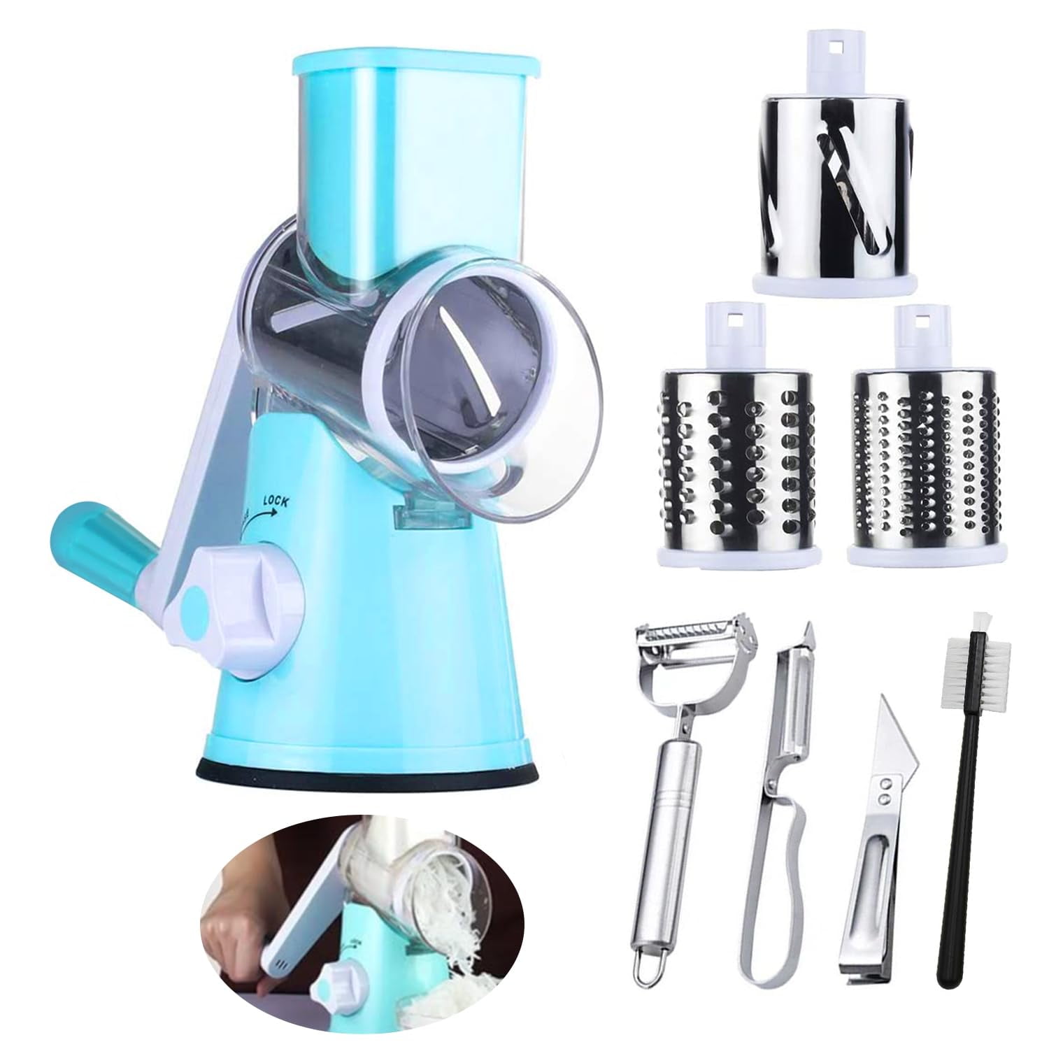 Rotary Cheese Grater, Manual Cheese Grater with Handle, Handheld ...
