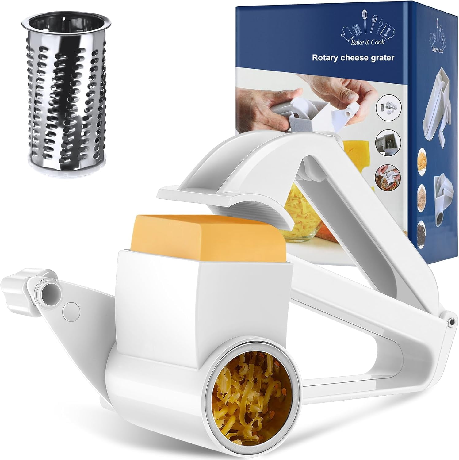Rotary Cheese Grater Manual Handheld Cheese Grater with Stainless Steel ...
