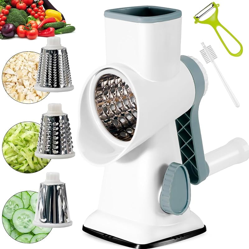 Rotary Cheese Grater Multi-Purpose Stainless Steel Cheese Shredder ...