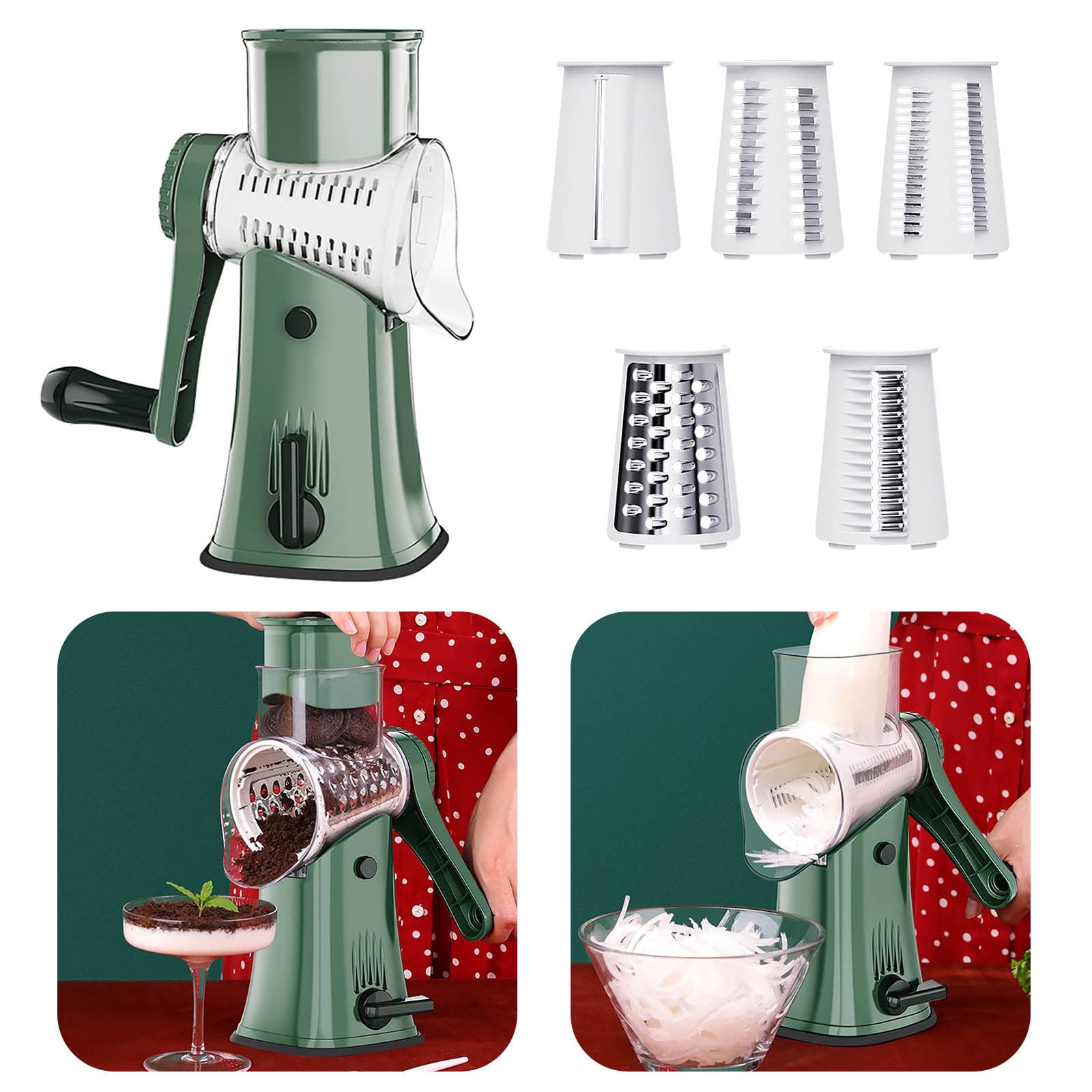 Rotary Cheese Grater Shredder 5 in 1 Rotary Grater, Cheese Grater Hand ...