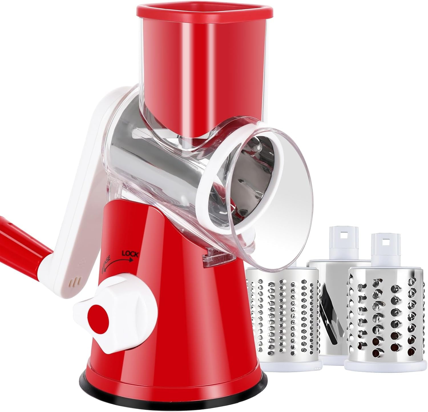 Rotary Cheese Grater Shredder, Speed Kitchen Manual Round Mandolin ...