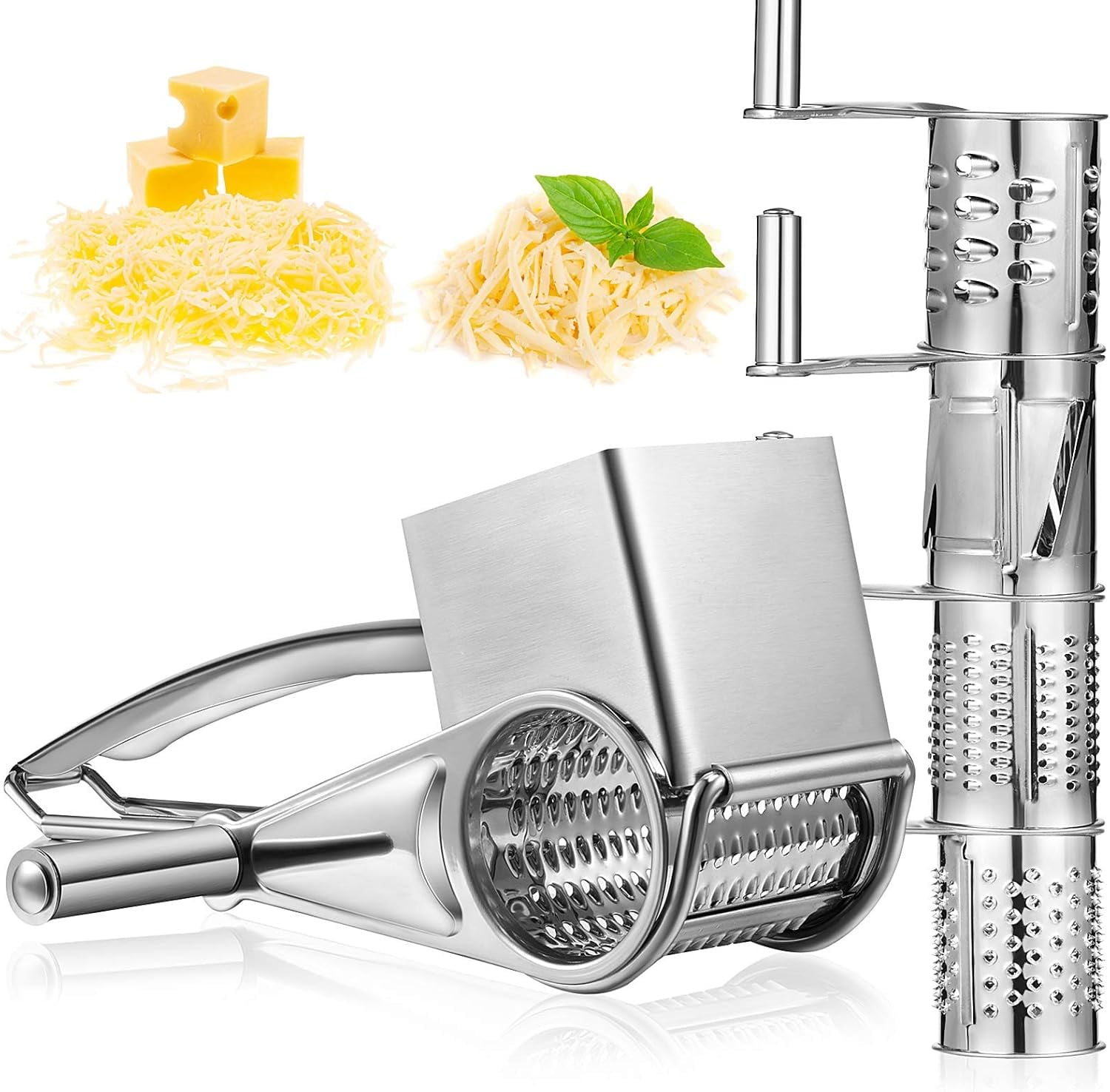 Rotary Cheese Grater Stainless Steel Handheld Rotary Parmesan Grater ...