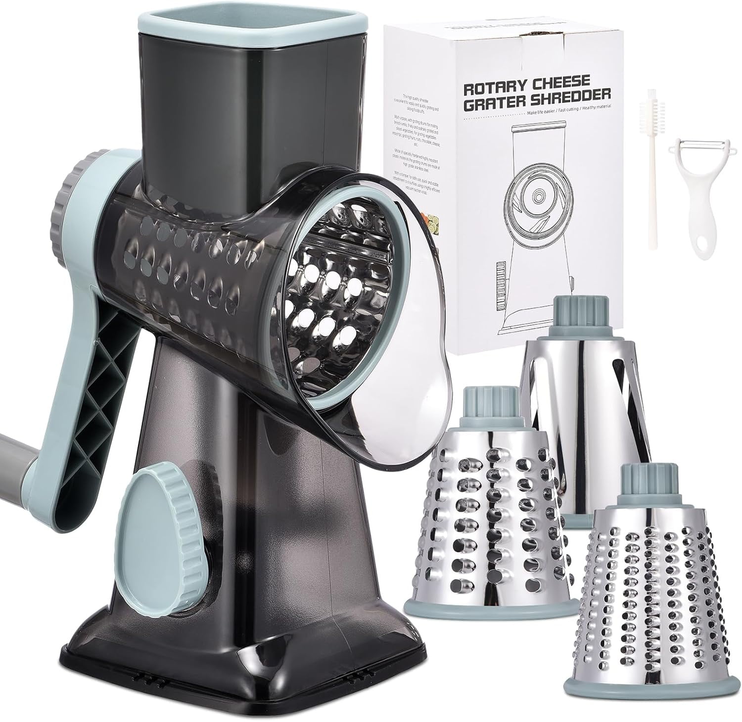 Rotary Cheese Grater with Handle Kitchen Shredder Slicer Ice Shaver ...