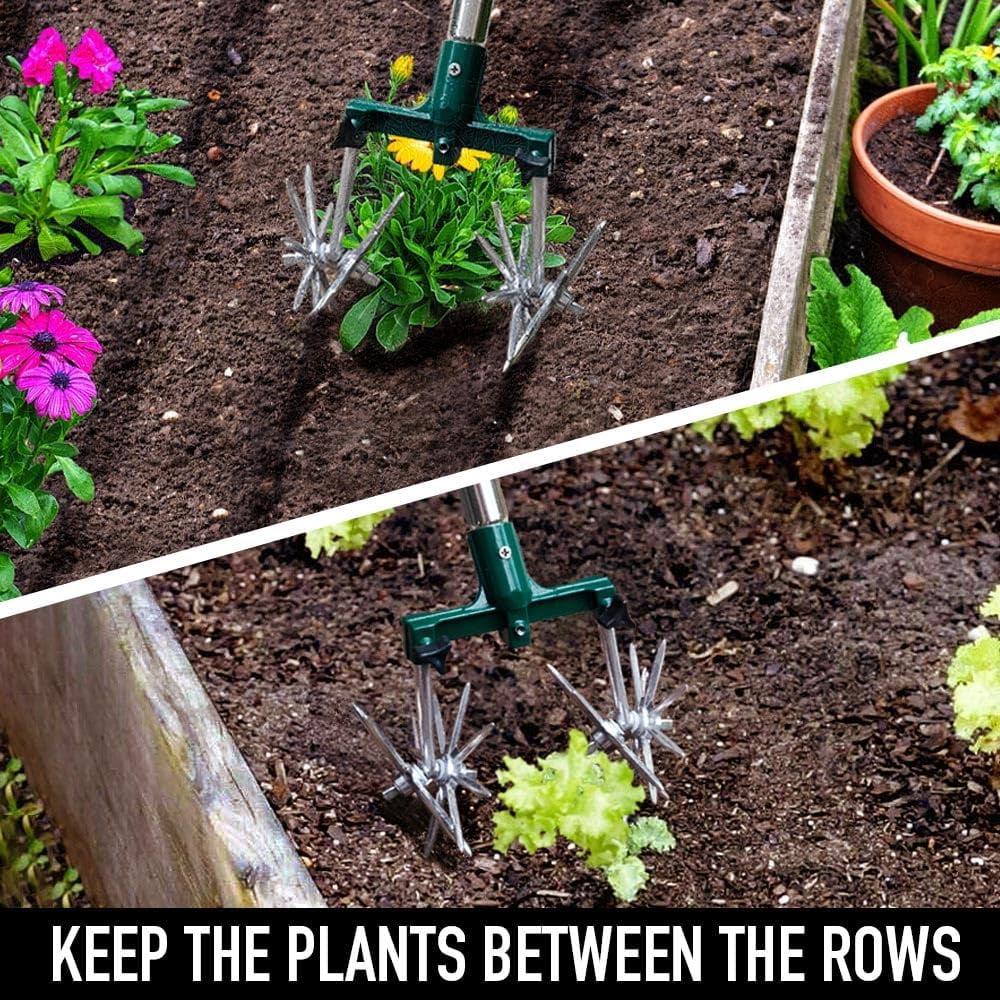 Rotary Cultivator for Gardening, 63" Extra Long Adjustable Gardening ...
