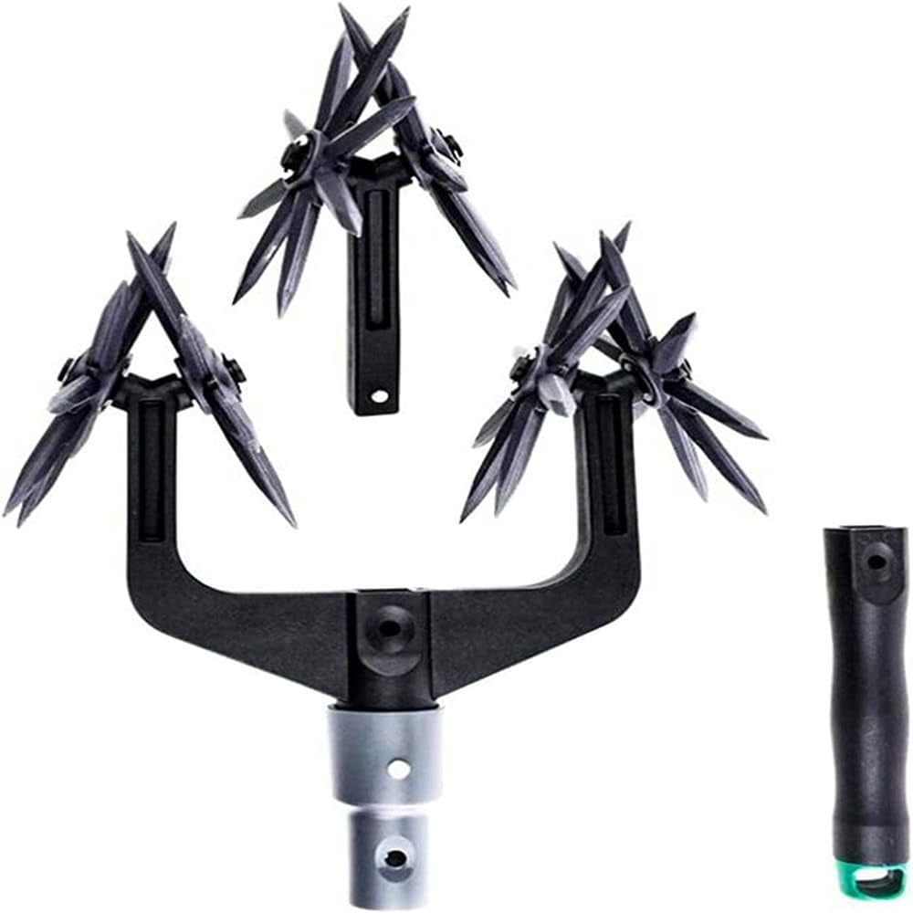 Rotary Cultivator Tool, Hand Held Garden Cultivator with Detachable Tines for Reseeding Grass Or ...