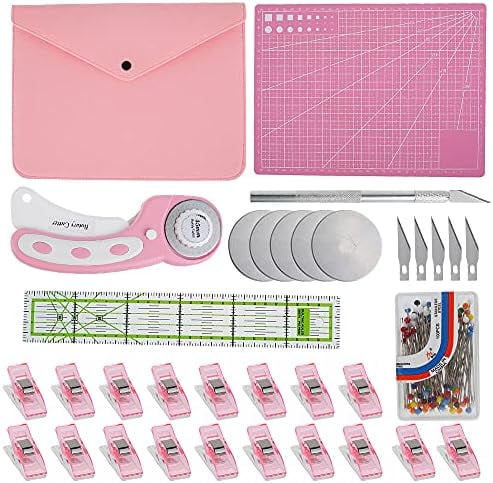 Rotary Cutter Set - 45mm Rotary Fabric Cutter, A4 Cutting Mat, Self ...